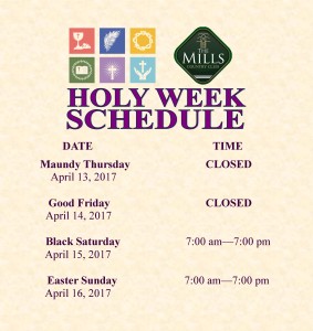 Holy Week Schedule 2017 | The Mills Country Club